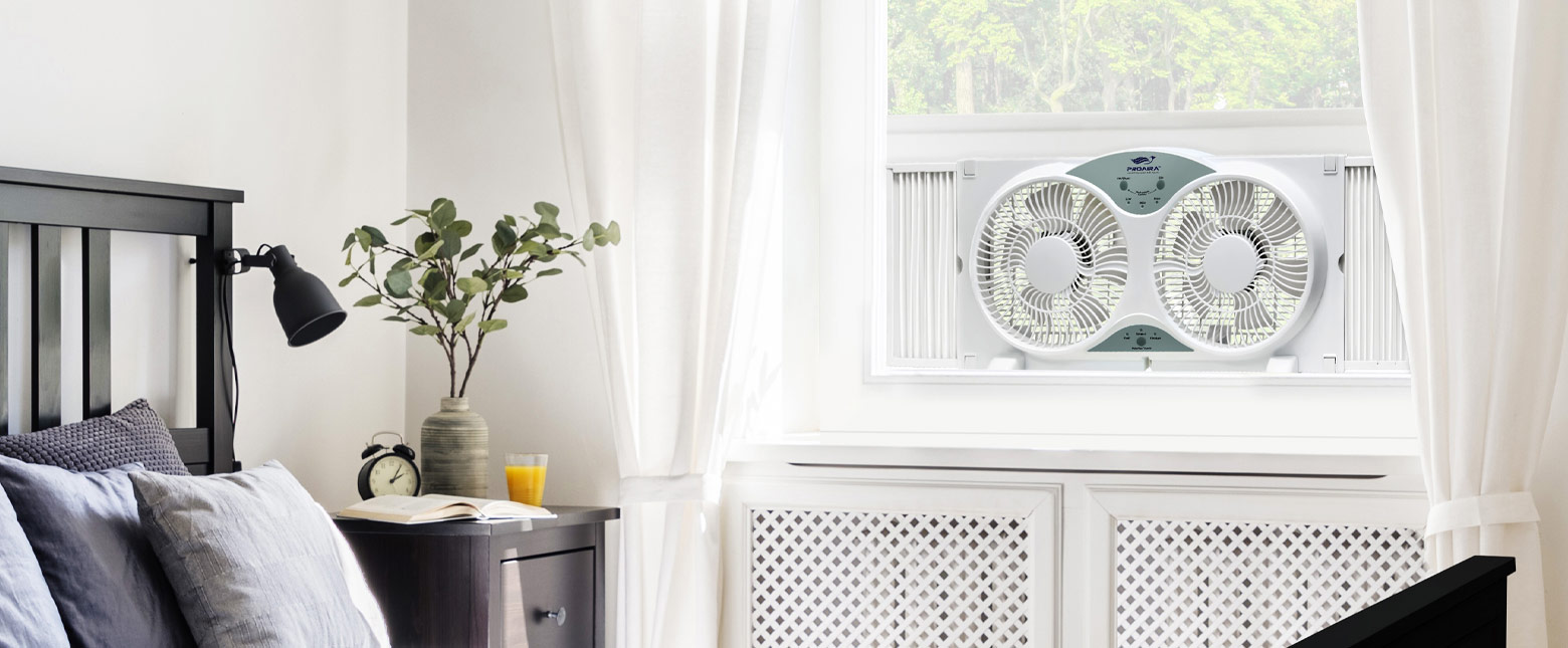 9" Reversible Twin Window Fan, 3 Speed Control Extendable 23-1/2" to 37 ...